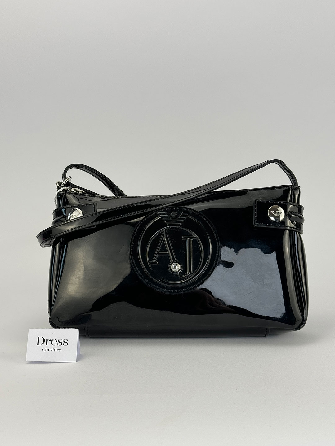 Armani Jeans Black PVC Crossbody Bag Dress Cheshire Preloved Designer Fashion Boutique in Cheshire